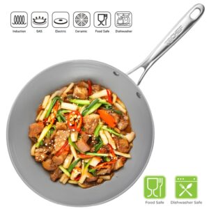 TECHEF - CeraTerra 12" Ceramic Nonstick Wok/Stir-Fry Pan with Glass Lid, (PTFE and PFOA Free Ceramic Exterior & Interior), Made in Korea (12-in with lid)