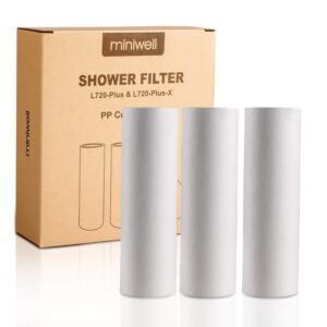 replacements for miniwell shower filter 720-plus, shower head filter with double filters, remove 99% chlorine (z replacement - pp cotton filter)