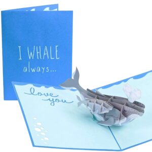 poplife humpback whale parent and child 3d pop up card - mother's day gift, whale lover's birthday, graduation - for mom, for daughter, for son, for parent, for dad