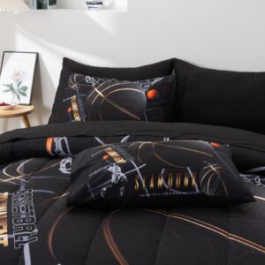 A Nice Night Basketball Court Printing Comforter Quilt Bedding Set Full Size for Teen Boys (Basketball Court)