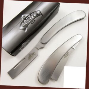 7.75" silver medium straight razor folding knife knife