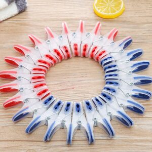 Strong Non-Slip Wide Open Plastic Clothes Clips for Drying Clothing Clamps Sturdy Travel Clothespins 24 Pack