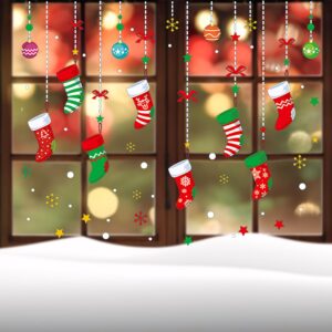 ONDY Merry Christmas Garter Window Glass Decoration Stickers 2025 New Holiday Removable Dress Up DIY Static Window Clings Decals for Living Room Bedroom Shop Window