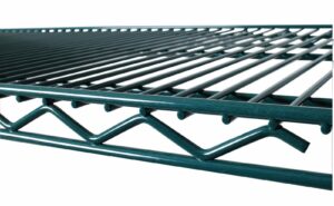 commercial green epoxy coated wire shelving 24 x 72 (2 shelves) - nsf