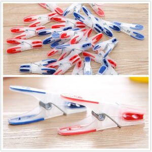 Strong Non-Slip Wide Open Plastic Clothes Clips for Drying Clothing Clamps Sturdy Travel Clothespins 24 Pack