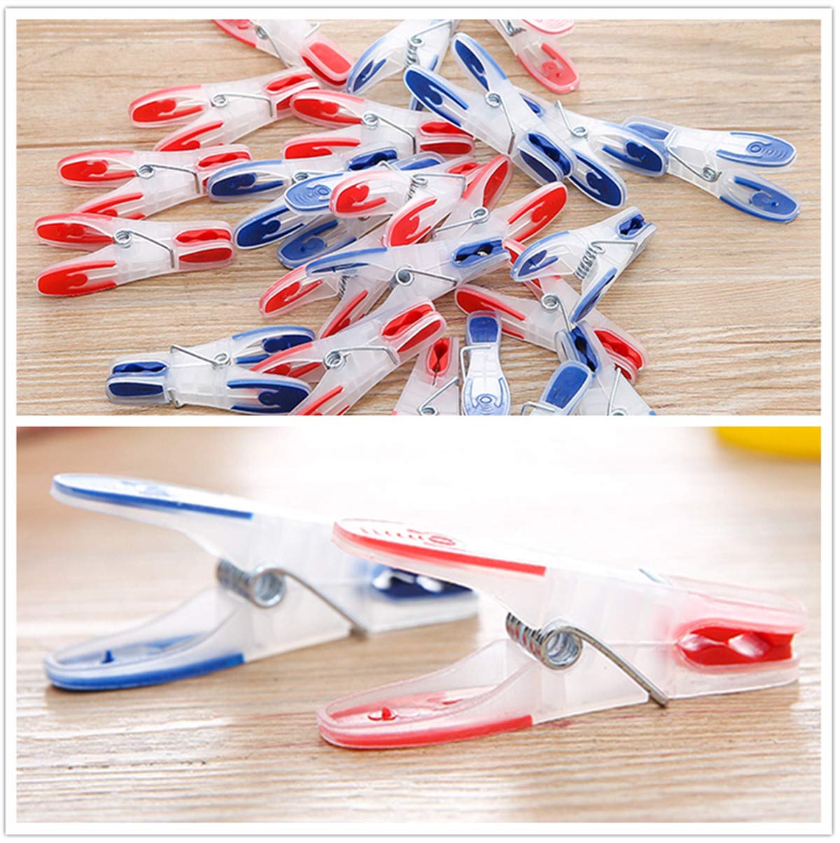 Strong Non-Slip Wide Open Plastic Clothes Clips for Drying Clothing Clamps Sturdy Travel Clothespins 24 Pack