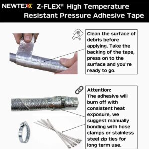 Newtex High Heat Resistant Tape - Extreme Temperature Aluminum Foil Z-Flex Tape - Pressure Sensitive Adhesive Ducting, Insulation, Reflective Heat Barrier Tape Roll (2" x 25')