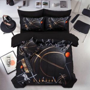 a nice night basketball court printing comforter quilt bedding set full size for teen boys (basketball court)