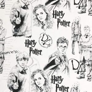 1 Yard - Harry Potter"The Mystery of Magic" in Black on White Cotton Fabric - Officially Licensed (Great for Quilting, Sewing, Craft Projects, Throw Blankets & More) 1 Yard X 44"