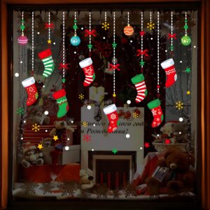 ondy merry christmas garter window glass decoration stickers 2025 new holiday removable dress up diy static window clings decals for living room bedroom shop window