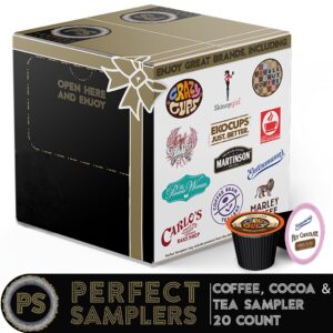 Perfect Samplers Tea Pods, Cider, Hot Chocolate, Cappuccino & Coffee Pods Variety Pack, Single Serve Coffee & K Pod Variety Pack for Keurig K Cups Brewers, Coffee Gift Set, 20 Count