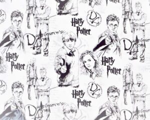 1 yard - harry potter"the mystery of magic" in black on white cotton fabric - officially licensed (great for quilting, sewing, craft projects, throw blankets & more) 1 yard x 44"