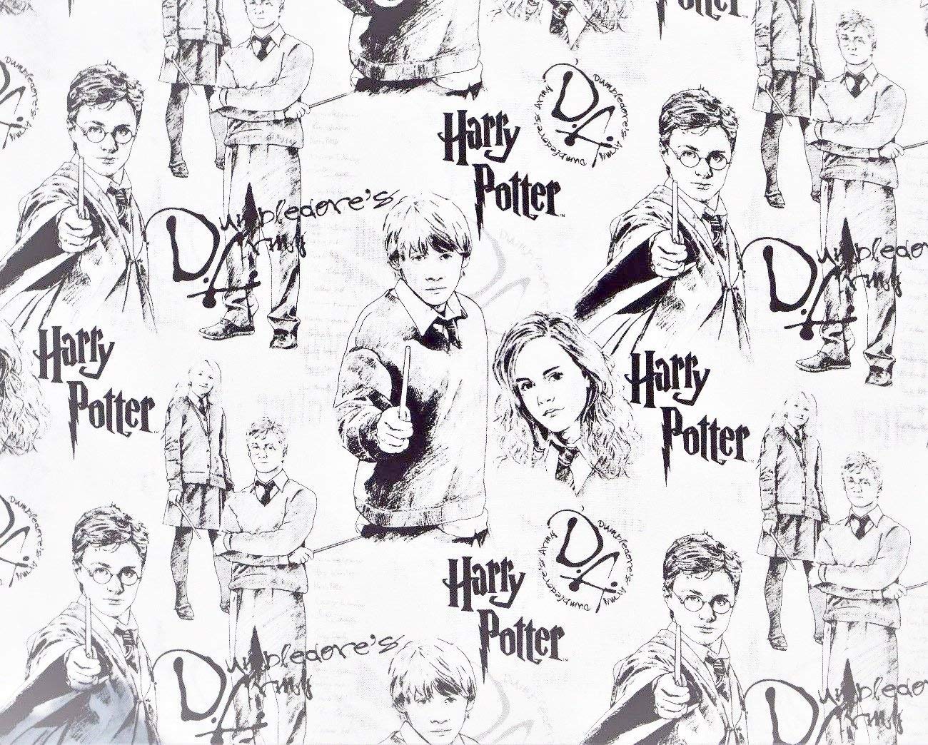 1 Yard - Harry Potter"The Mystery of Magic" in Black on White Cotton Fabric - Officially Licensed (Great for Quilting, Sewing, Craft Projects, Throw Blankets & More) 1 Yard X 44"