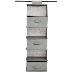 Amazon Basics 6-Tier Hanging Shelf Closet Storage Organizer with Removable Drawers, Grey, 6.9"D x 13.6"W x 12.2"H