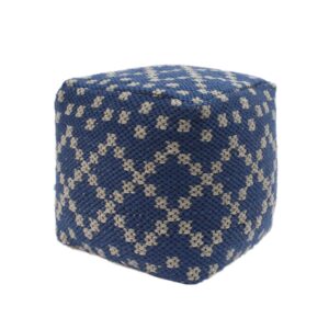 christopher knight home ophelia outdoor cube pouf, boho, blue and white yarn