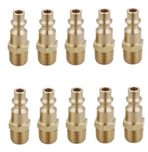 t tanya hardware brass 1/4-inch npt male industrial air hose quick connect adapter, air coupler and plug kit, air compressor fittings, 10pcs (male npt)