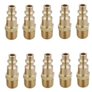 T TANYA HARDWARE Brass 1/4-Inch NPT Male Industrial Air Hose Quick Connect Adapter, Air Coupler and Plug Kit, Air Compressor Fittings, 10pcs (Male NPT)