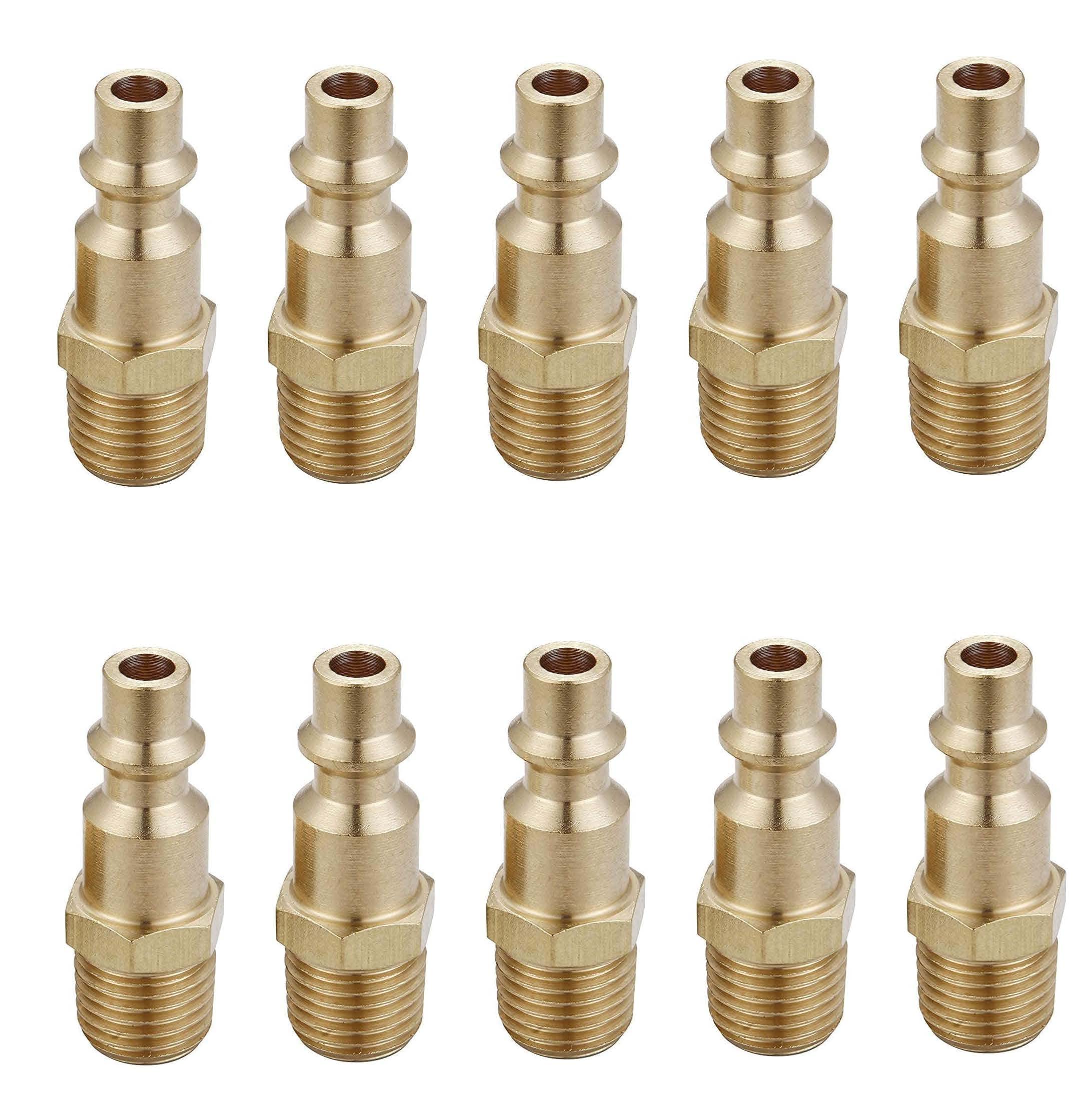 T TANYA HARDWARE Brass 1/4-Inch NPT Male Industrial Air Hose Quick Connect Adapter, Air Coupler and Plug Kit, Air Compressor Fittings, 10pcs (Male NPT)