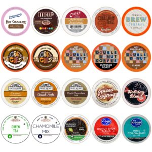 perfect samplers tea pods, cider, hot chocolate, cappuccino & coffee pods variety pack, single serve coffee & k pod variety pack for keurig k cups brewers, coffee gift set, 20 count