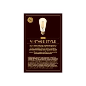 GE Lighting Vintage Edison Style LED Light Bulbs, 6 Watts (60 Watt Equivalent) Warm Candle Light, Amber Glass, Medium Base, Dimmable (2 Pack)