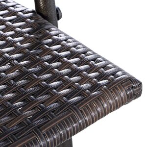 COSTWAY P 4 PCS Folding Patio Outdoor Pool Lawn Portable Wicker Armrest & Footrest Durable Rattan Steel Frame Commercial Foldable Stackable Party Wedding Chair Set (24X23X, Mix Brown