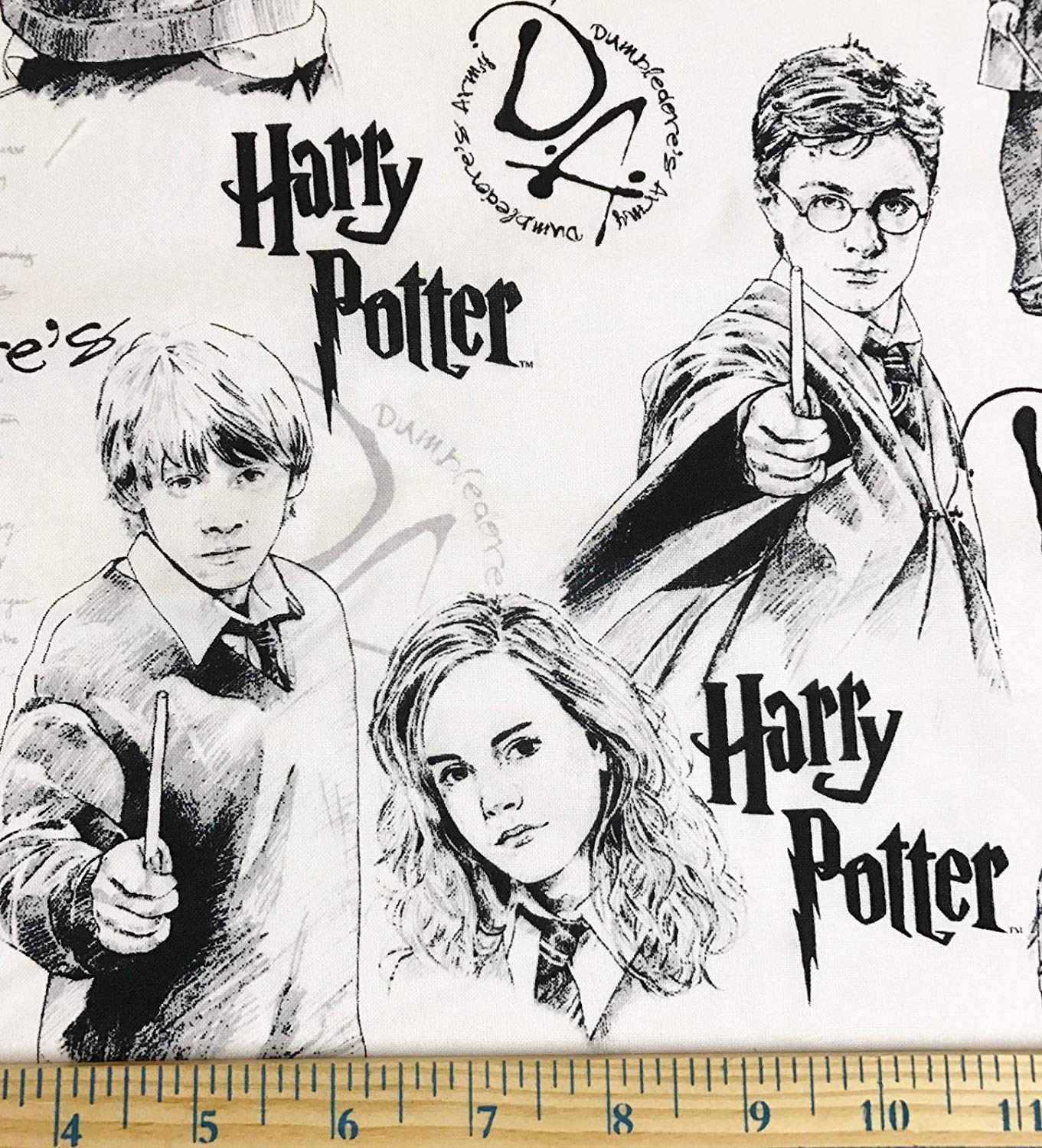 1 Yard - Harry Potter"The Mystery of Magic" in Black on White Cotton Fabric - Officially Licensed (Great for Quilting, Sewing, Craft Projects, Throw Blankets & More) 1 Yard X 44"