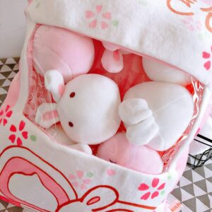 Nenalayo Cute Throw Pillow Stuffed Animal Toys Removable Fluffy Bunnies Creative Gifts for Teens Girls Kids