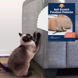 stelucca amazing shields cat scratch furniture protector - pack of 10, adhesive clear 17x12 in cat training couch protector - plastic, anti scratching sticky tape cat repellent mat - scratching post