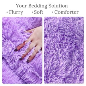 Sleepwish Purple Plush Duvet Cover Set – Violet Faux Fur Bedding, Twin, Full, Queen, and King Size – Bedding Set with Blanket Cover and Two Pillow Shams – Ultra Soft and Comfortable – Cute Room Decor