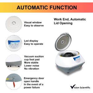 Vision Scientific VS-TC-SPINPLUS-6 Bench-top Centrifuge | 400-5000rpm (Max. 3074xg) | LCD Display | Capacity: 6 x 15ml