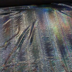 New Creations Fabric & Foam Inc, 60" Wide Iridescent Snake Skin Print On A Nylon 2 Way Stretch Spandex Fabric by The Yard. (Black on Black)