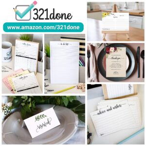 321Done Advice and Wishes for The Bride and Groom Cards (50 Cards) 4" x 6" for Wedding with Prompts Simple Elegant - Made in USA, Kraft Tan