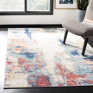 safavieh jasper collection area rug - 5'3" x 7'6", grey & red, modern abstract design, non-shedding & easy care, ideal for high traffic areas in living room, bedroom (jsp101c)