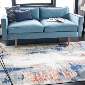 SAFAVIEH Jasper Collection Area Rug - 5'3" x 7'6", Grey & Red, Modern Abstract Design, Non-Shedding & Easy Care, Ideal for High Traffic Areas in Living Room, Bedroom (JSP101C)