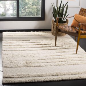 safavieh kenya collection area rug - 6' x 9', ivory, hand-knotted rustic textured wool, ideal for high traffic areas in living room, bedroom (kny951a)