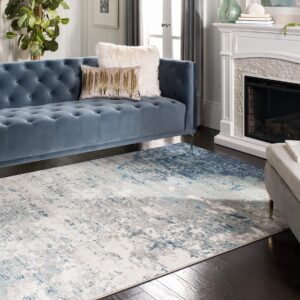 SAFAVIEH Brentwood Collection Area Rug - 8' x 10', Light Grey & Blue, Modern Abstract Design, Non-Shedding & Easy Care, Ideal for High Traffic Areas in Living Room, Bedroom (BNT822F)