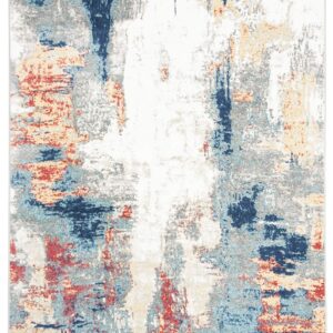 SAFAVIEH Jasper Collection Area Rug - 5'3" x 7'6", Grey & Red, Modern Abstract Design, Non-Shedding & Easy Care, Ideal for High Traffic Areas in Living Room, Bedroom (JSP101C)