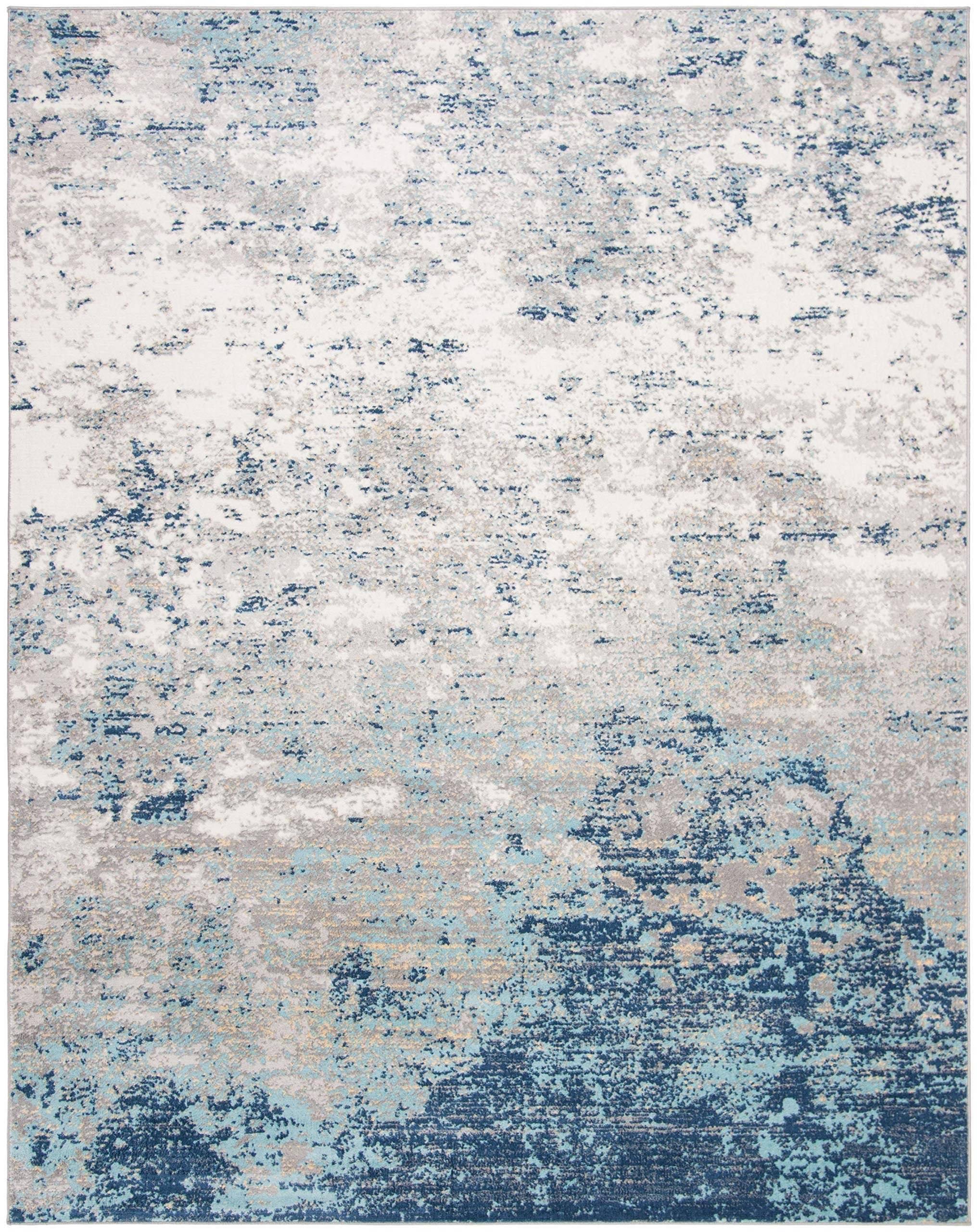 SAFAVIEH Brentwood Collection Area Rug - 8' x 10', Light Grey & Blue, Modern Abstract Design, Non-Shedding & Easy Care, Ideal for High Traffic Areas in Living Room, Bedroom (BNT822F)