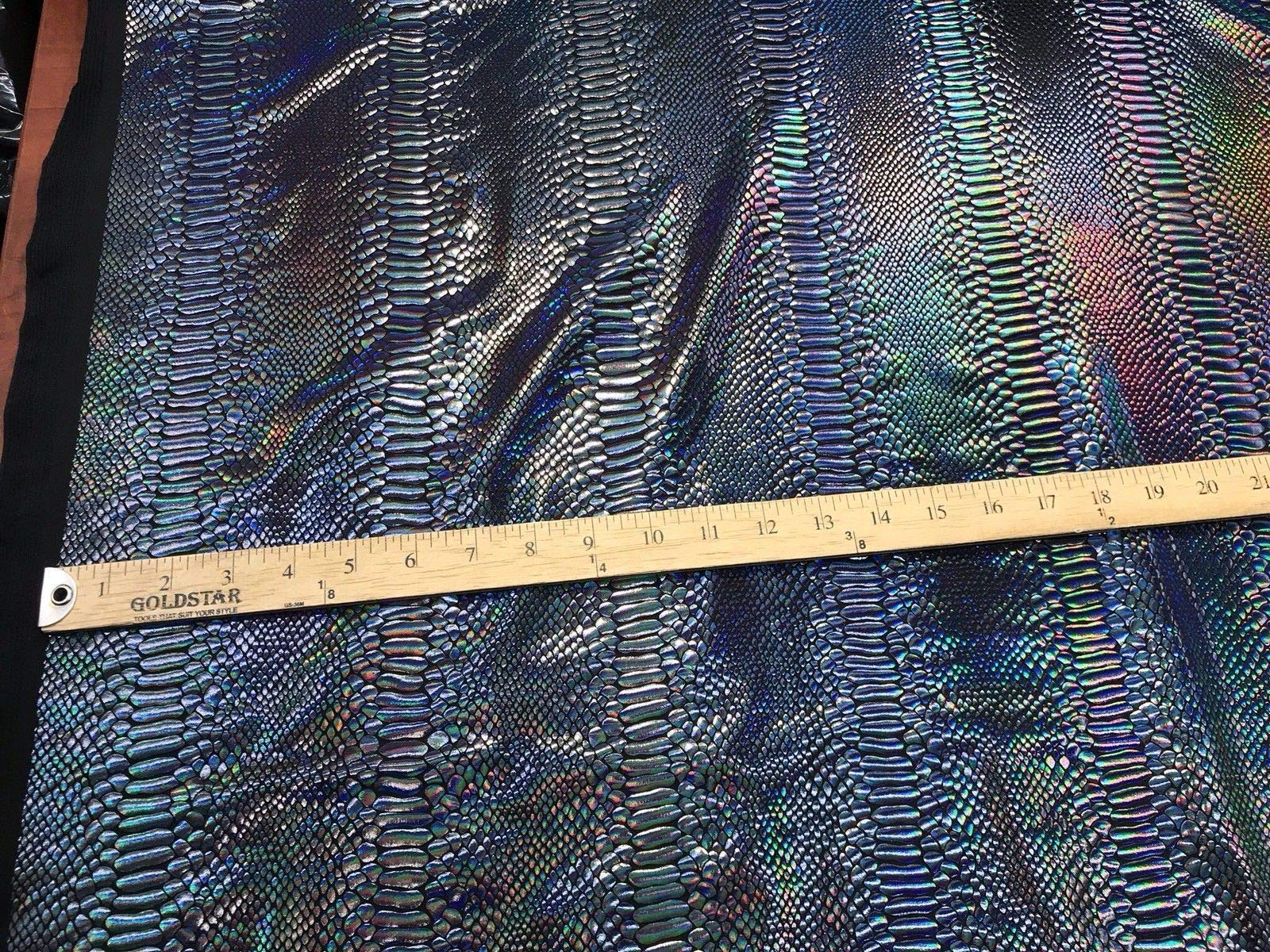 New Creations Fabric & Foam Inc, 60" Wide Iridescent Snake Skin Print On A Nylon 2 Way Stretch Spandex Fabric by The Yard. (Black on Black)