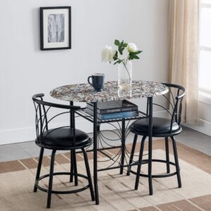 Kings Brand Furniture Somis Pub Dining Set, Black