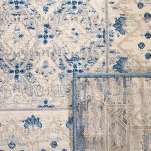 SAFAVIEH Brentwood Collection Area Rug - 9' x 12', Light Grey & Blue, Traditional Oriental Distressed Design, Non-Shedding & Easy Care, Ideal for High Traffic Areas in Living Room, Bedroom (BNT899G)