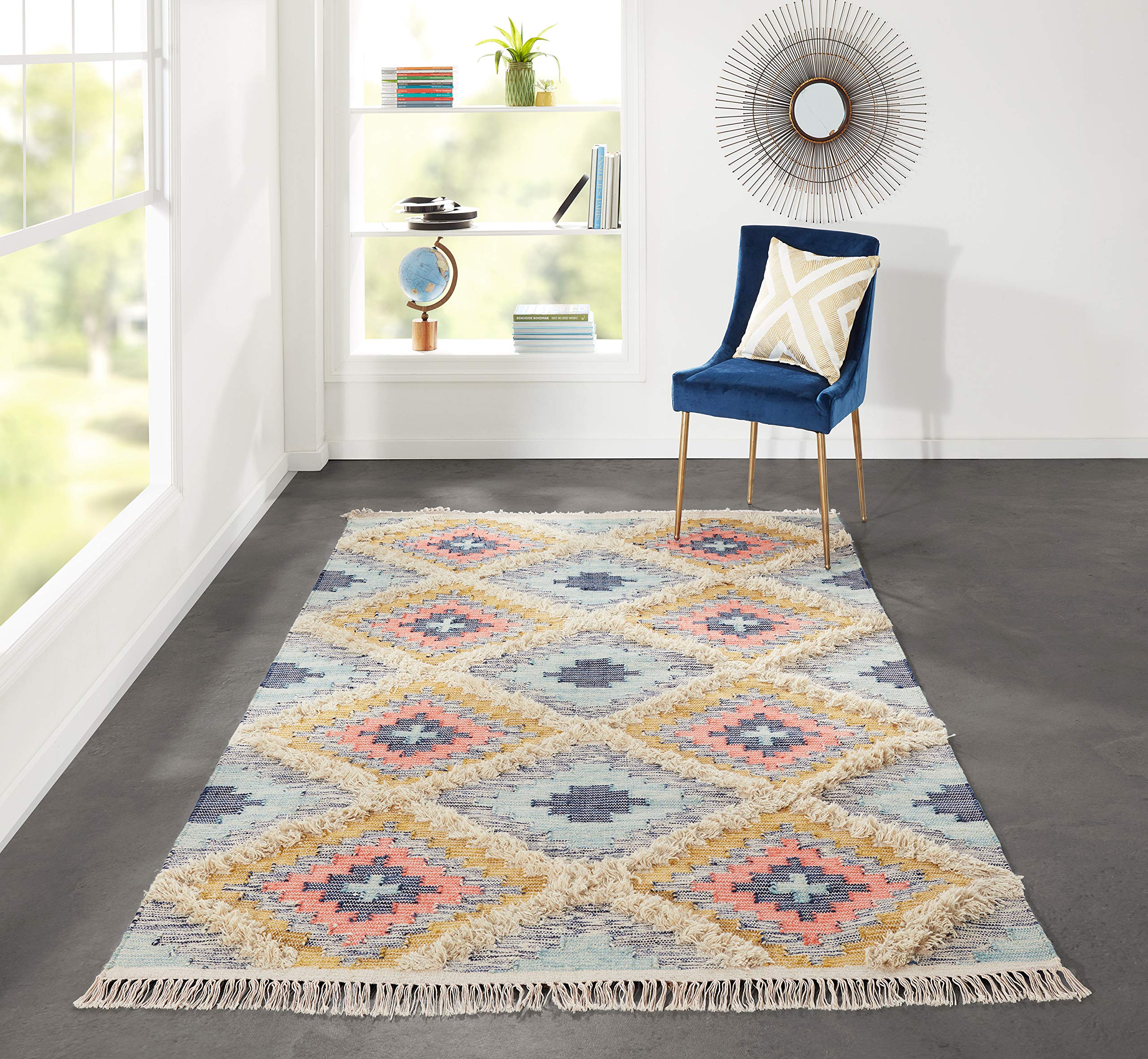 Novogratz by Momeni Indio 100% Wool Hand Made Contemporary Area Rug, 5' X 7', Multi