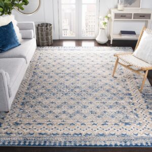 safavieh brentwood collection area rug - 9' x 12', light grey & blue, traditional oriental distressed design, non-shedding & easy care, ideal for high traffic areas in living room, bedroom (bnt899g)