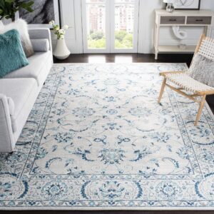 safavieh brentwood collection area rug - 8' x 10', light grey & blue, oriental floral scroll design, non-shedding & easy care, ideal for high traffic areas in living room, bedroom (bnt854g)