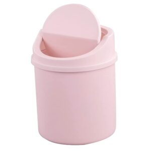 fiazony plastic tiny waste bin, desktop mini trash can with swing lid, pink