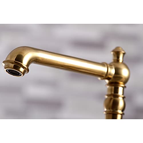 Kingston Brass KS7277PXBS English Country 8" Bridge Kitchen Faucet with Sprayer, Brushed Brass