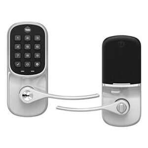 yale assure lever - z-wave smart door lever for keyless access (for doors with no deadbolt) - works with ring alarm, samsung smartthings and more -satin nickel - yrl216-zw2-619