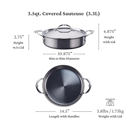 Hestan - NanoBond Collection - Stainless Steel Titanium Sauteuse, Induction Cooktop Compatible, 3.5 Quart