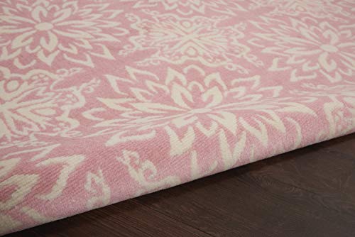 Nourison Jubilant Floral Ivory/Pink 5'3'' x 7'3'' Area--Rug, Easy--Cleaning, Non Shedding, Bed Room, Living Room, Dining Room, Kitchen (5x7)