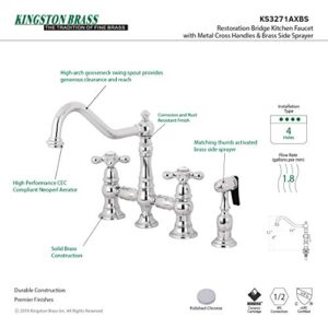 Kingston Brass KS3271AXBS Restoration Bridge Kitchen Faucet, Polished Chrome